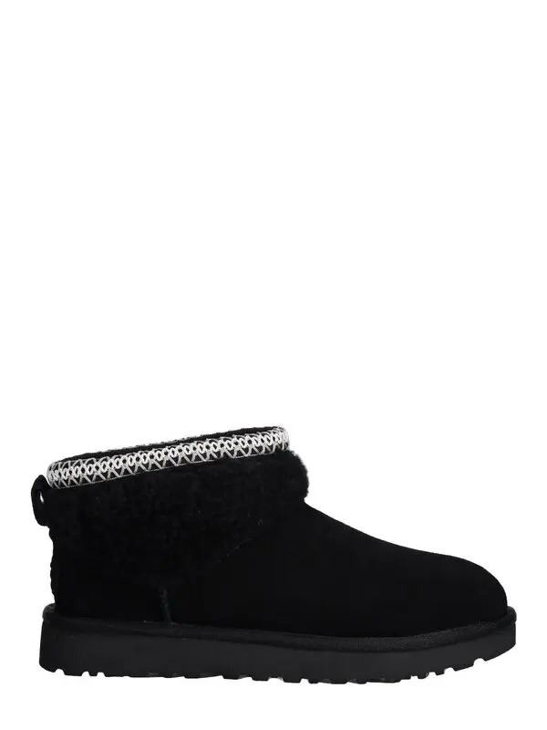 UGG Mini Braided Eco-friendly Sheepskin Shaft Boots - Black
