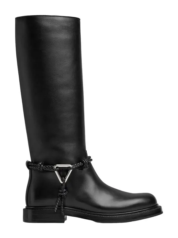 Bottega Veneta James Leather Boots With Braided Detailing - Black