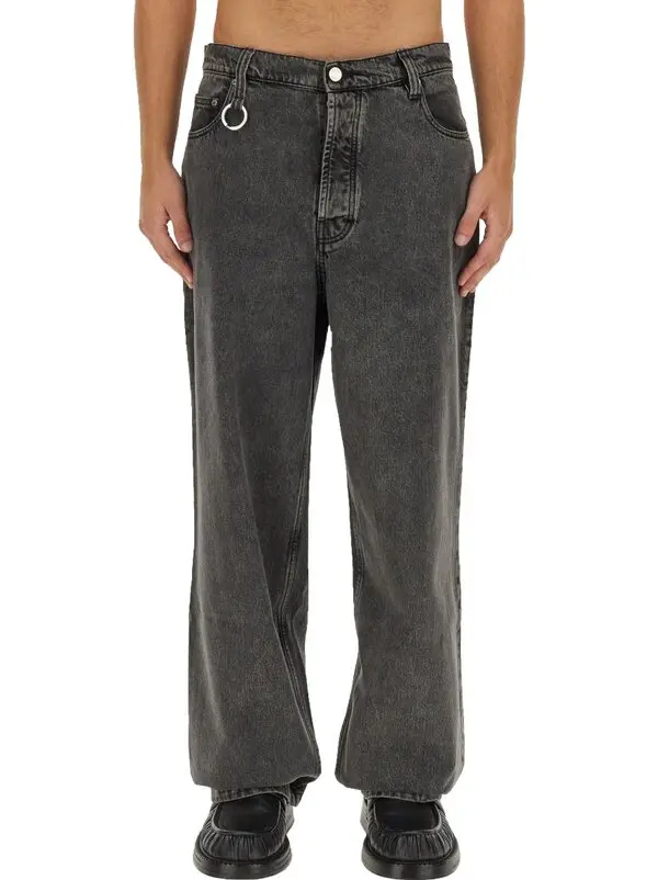 ÉTUDES Logo-patch Organic Cotton Wide-leg Jeans - Black