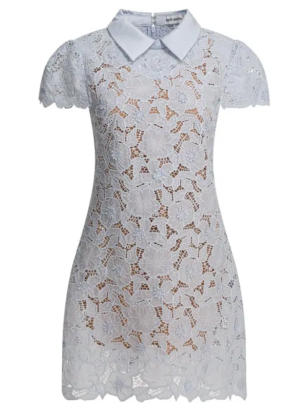 SELF-PORTRAIT Guipure Lace Mini Dress - Blue