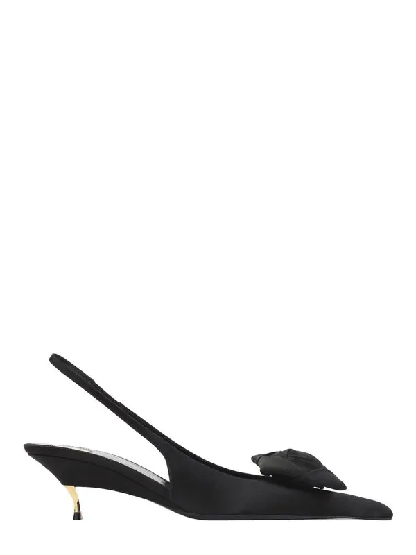 Saint Laurent Dakota Slingback Sandals With Bow Detailing - Black