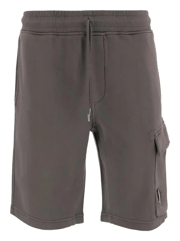 C.P. COMPANY Drawstring Waist Cotton Shorts With Pocket Detail - Black