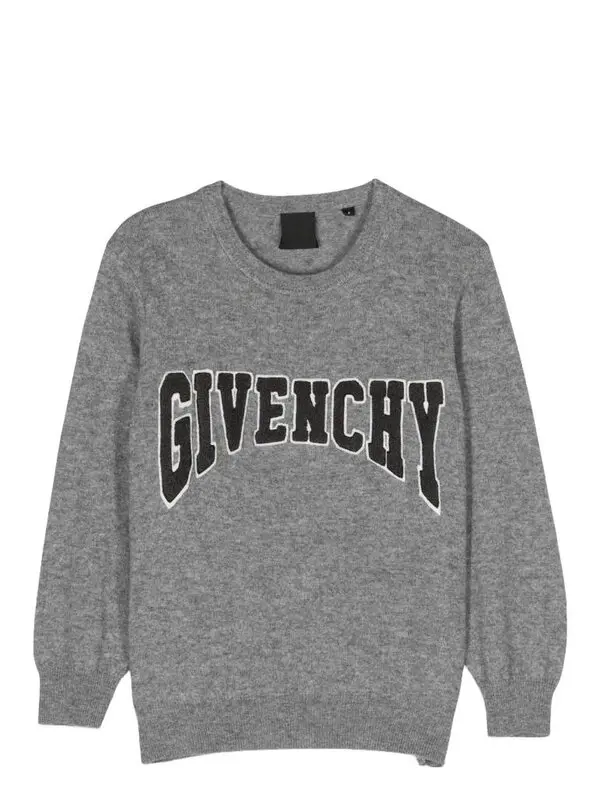 Givenchy Logo-appliqué Marl-knit Jumper - Grey
