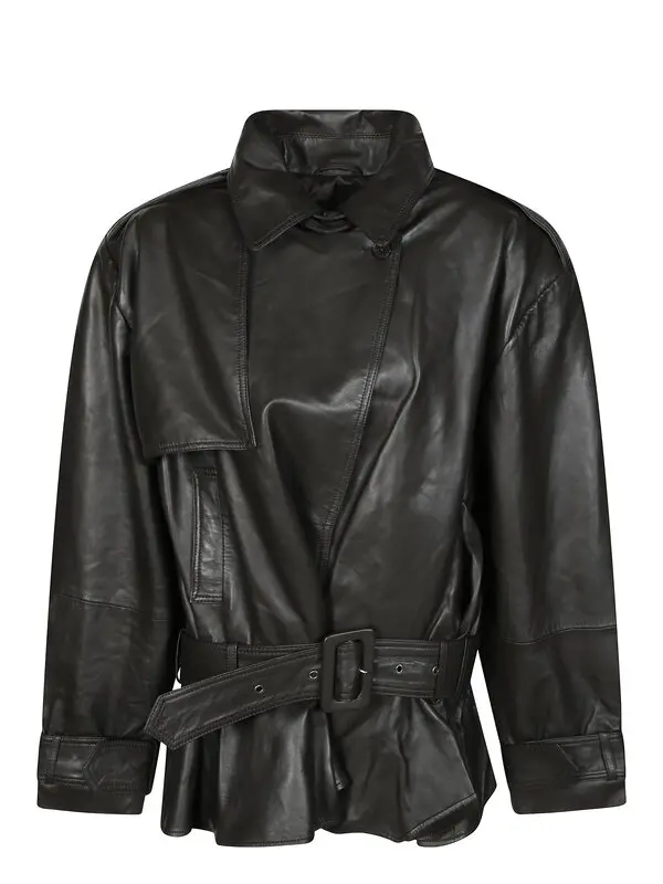 ROTATE BY BIRGER CHRISTENSEN Biker Leather Jacket - Marrone