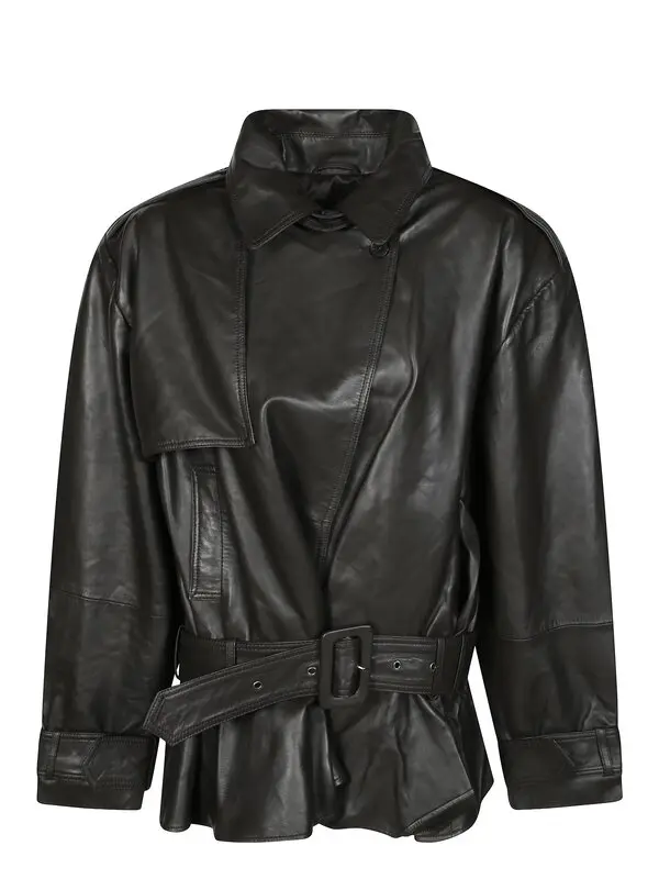 ROTATE BY BIRGER CHRISTENSEN Biker Leather Jacket - Marrone
