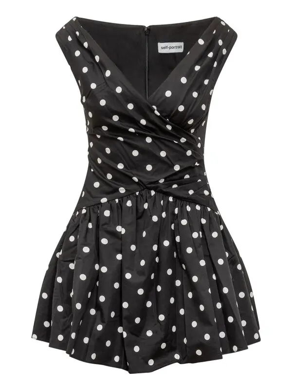 SELF-PORTRAIT Polka Dot Mini Dress - Black