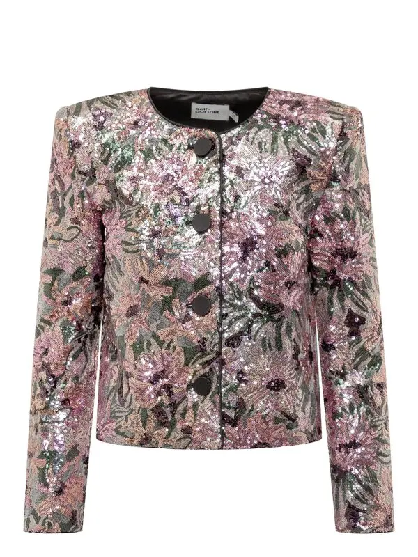 SELF-PORTRAIT Sequined Floral Embroidered Jacket - Multi