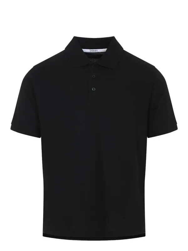 Saint Laurent Cassandre Polo Shirt In Piqu - Black