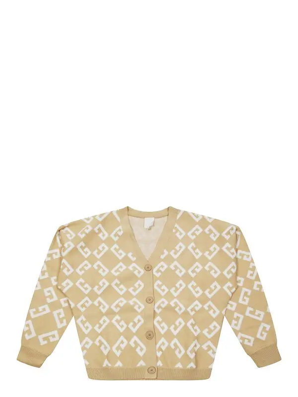 Givenchy Allover Logo Jacquard Knitted Cardigan - Beige