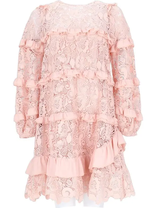 N°21 Mini Lace Suit With Ruffle Details - Pink