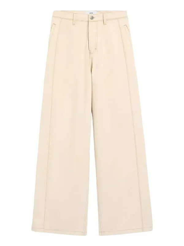 AMI Paris Wide-leg Tailored Trousers - Ecru