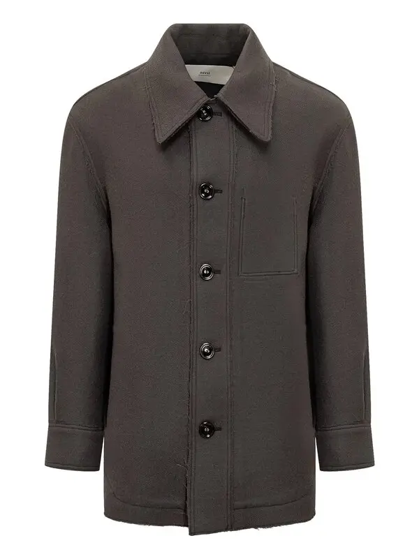 AMI Paris Wool Overshirt - Anthracite