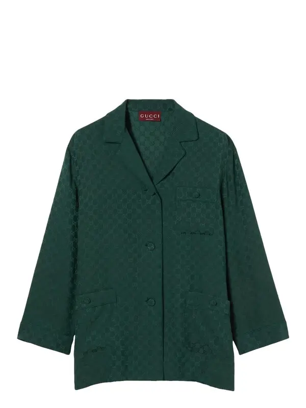 Gucci Silk Jacquard Shirt Jacket - Green