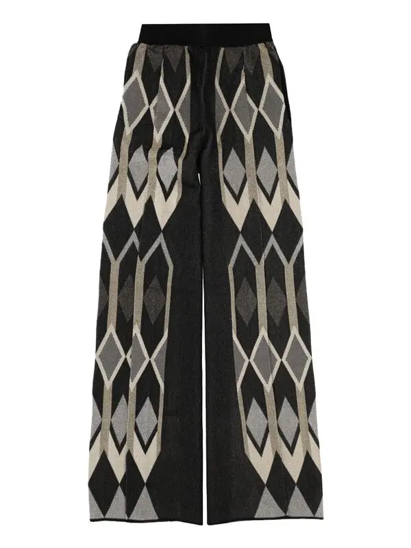 CIRCUS HOTEL Geometric Pattern Wide Leg Trousers - Multicolour