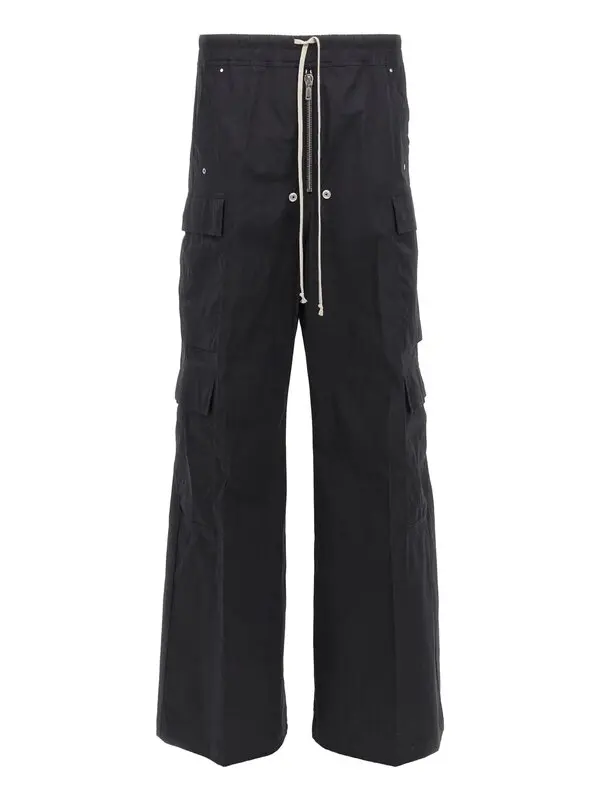 Rick Owens Wide Leg Cargo Pants With Drawstring Waist - Black
