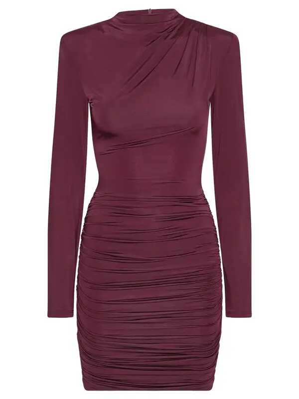 ROTATE BY BIRGER CHRISTENSEN Elegant Ruched Mini Dress With Back Zip - Rosso