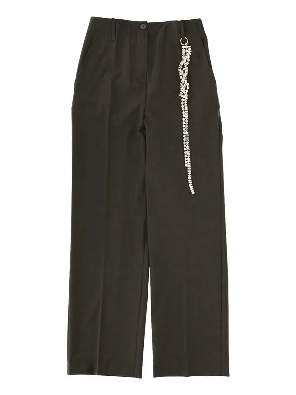 CIRCUS HOTEL Crystal Embellished Wide-leg Trousers - Green