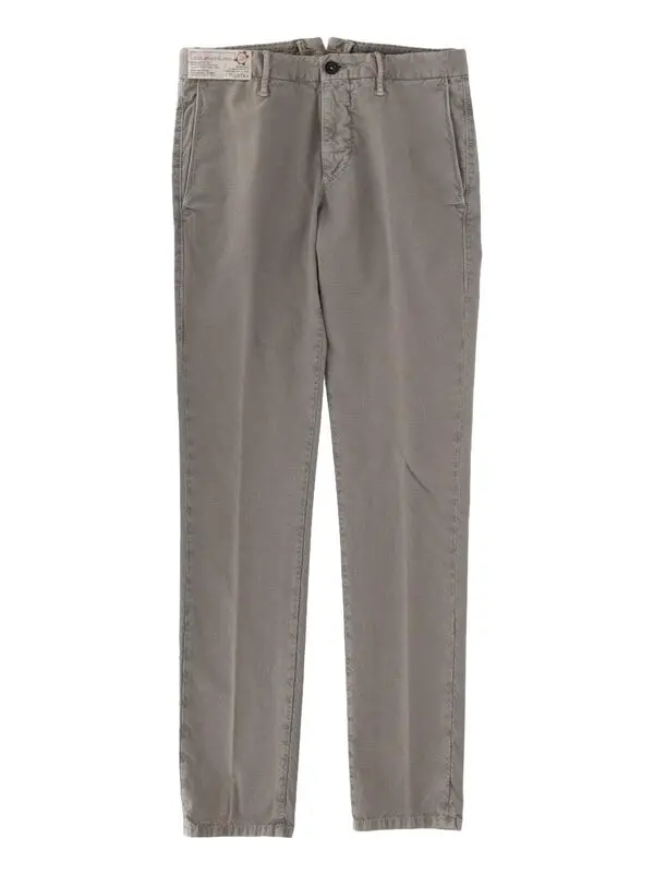 Incotex Tailored Cotton-blend Trousers With Logo Detail - Grey