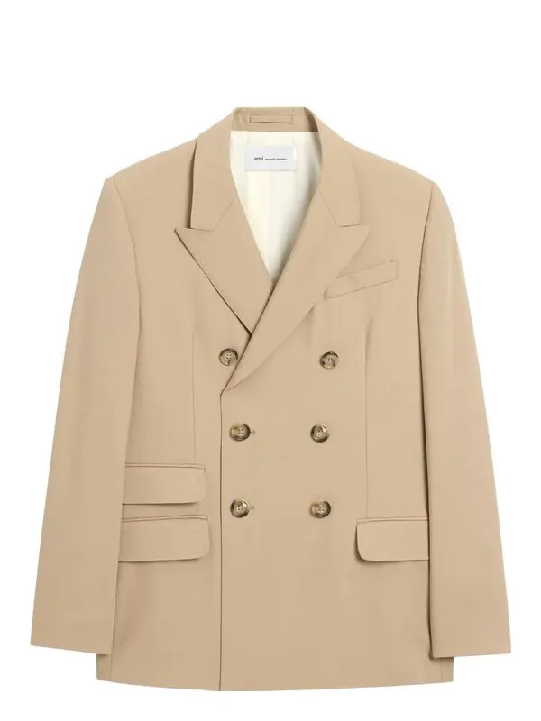 AMI Paris Double-breasted Wool Blazer - Beige
