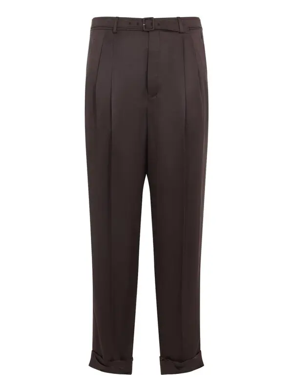 Saint Laurent Silk Straight Leg Trousers - Brown