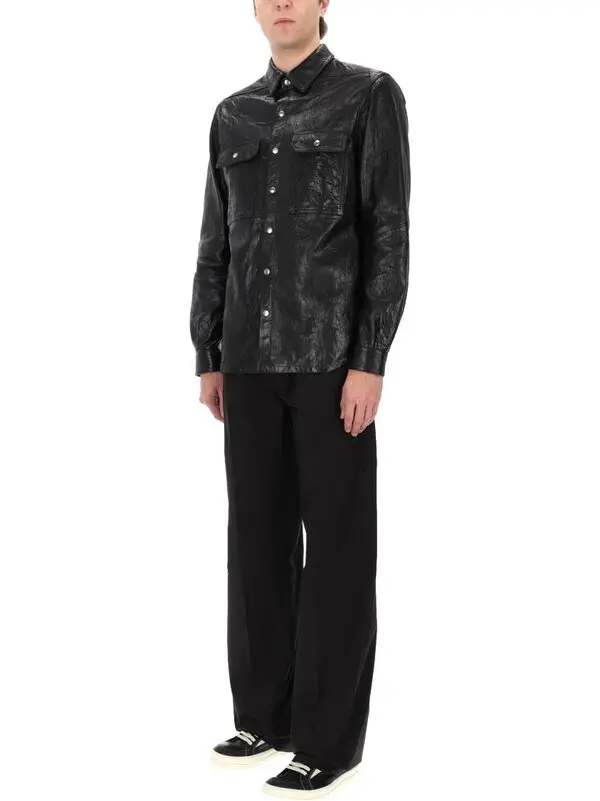 Rick Owens Flap-pocket Leather Shirt - Black