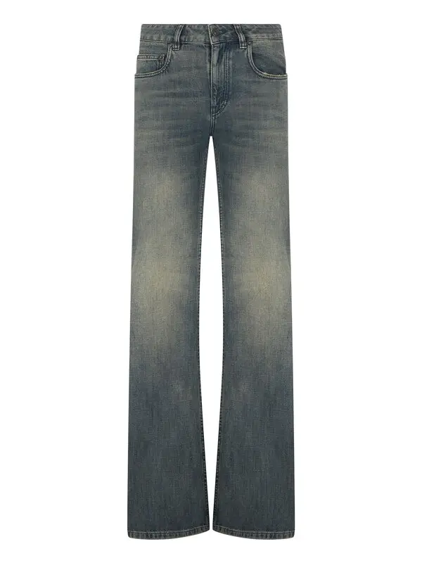 Balenciaga Wide Leg Faded Denim Pants - Blue