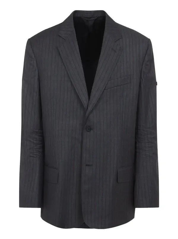 Balenciaga Single-breasted Pinstripe Blazer - Grey