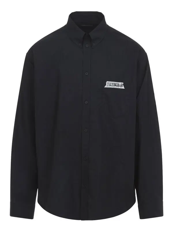 Balenciaga Long Sleeve Therge Fit Shirt - Black