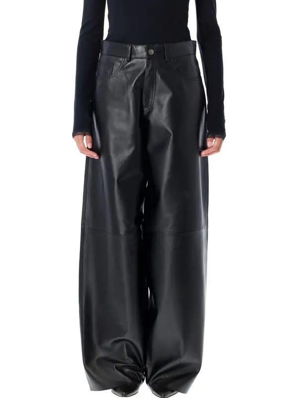 HAIKURE Bethany Leather Wide Leg Trousers - Black