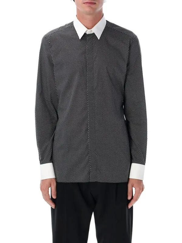 TOM FORD Diamond Print Cotton Classic Fit Shirt - Black