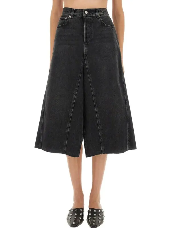 HAIKURE Denim Midi Skirt - Black