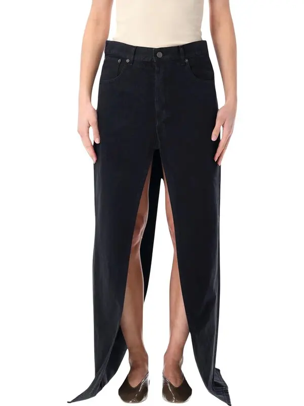 HAIKURE High-waist Front Slit Maxi Skirt - Carbon
