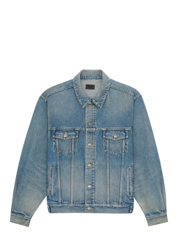 Saint Laurent Classic Denim Jacket With Pointed Collar - Blue
