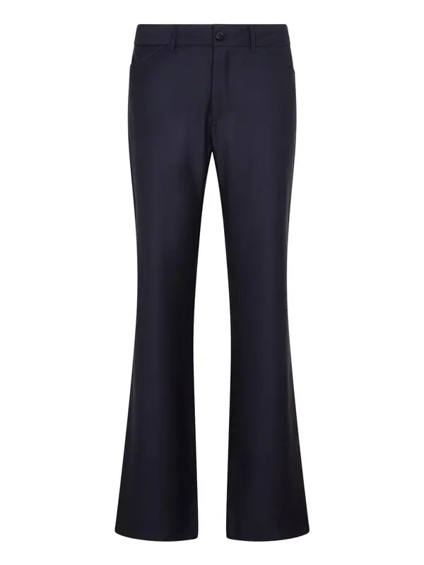 Etro Wool Bootcut Pinstripe Trousers - Blue