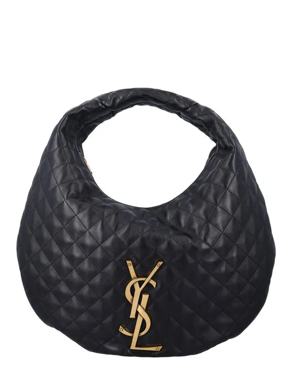 Saint Laurent Icare Hobo Bag In Quilted Nappa - Black