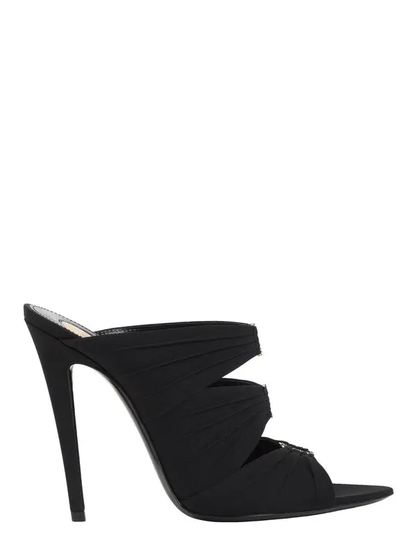 Saint Laurent Leather Stiletto Heeled Sandals - Black