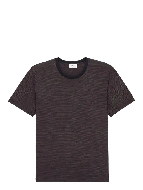 Saint Laurent Cassandre T-shirt In Striped Wool - Black