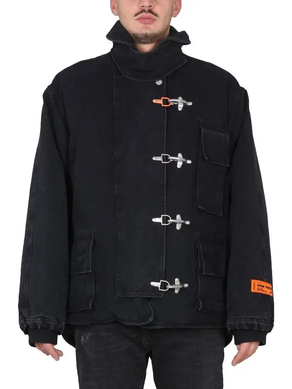 Heron Preston Toggle-fastening Denim Jacket - Black
