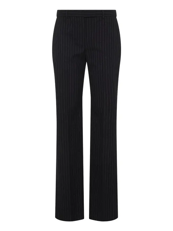 Alexander McQueen Wool Pinstriped Tailored Trousers - Black