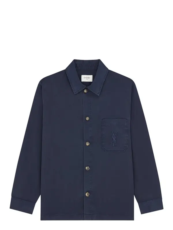 Saint Laurent Cotton Lined Button-up Jacket - Blu