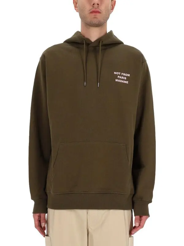 Drole De Monsieur Graphic Cotton Hoodie - Brown
