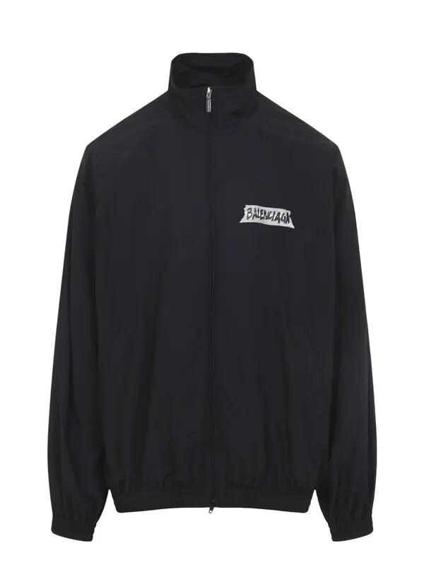 Balenciaga Medium Fit Track Jacket With Logo - Black