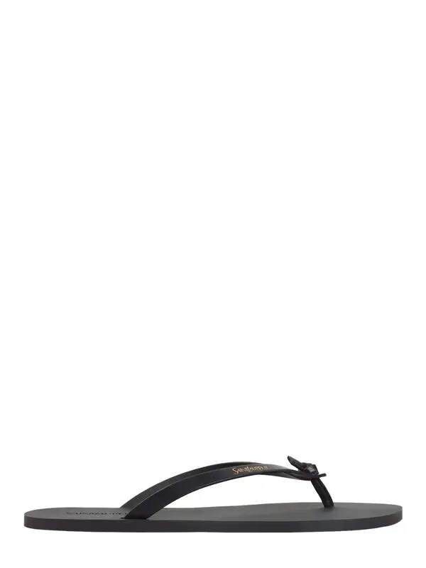 Saint Laurent Pool Flip-flops In Smooth Leather With Knot Detailing - Black