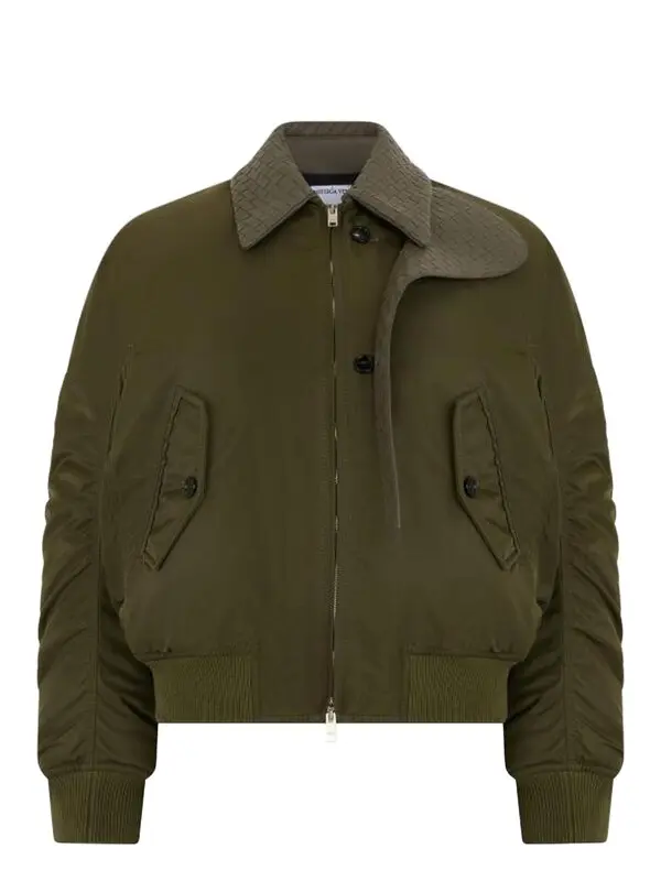 Bottega Veneta Nylon Satin Padded Bomber Jacket - Verde