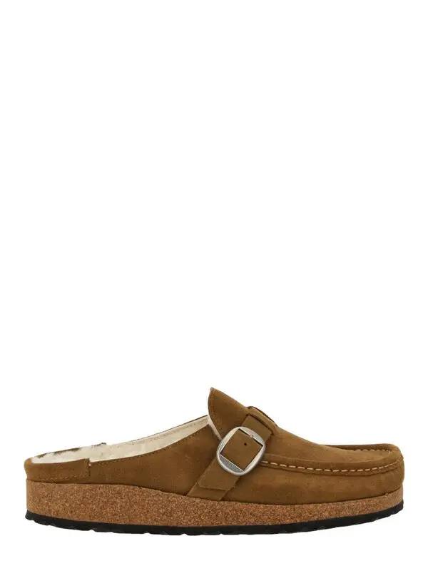 BIRKENSTOCK Shearling Buckled Slip-on Sandals - Brown