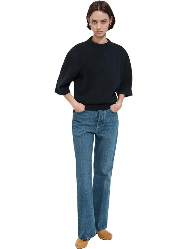 Bottega Veneta Medium Wash High-waist Jeans With Intrecciato Motif - Blu