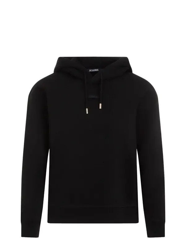 Jacquemus Le Hoodie Gros Grain Cotton Crop Hoodie - Black