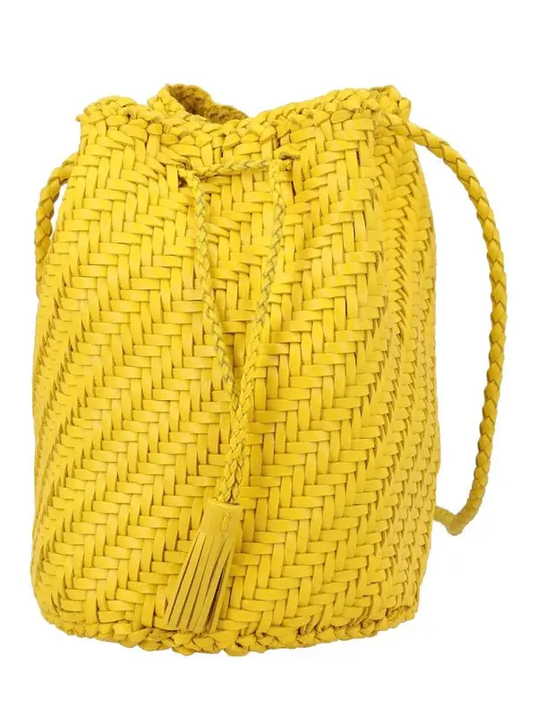 Dragon Diffusion Handwoven Leather Bucket Bag - Yellow