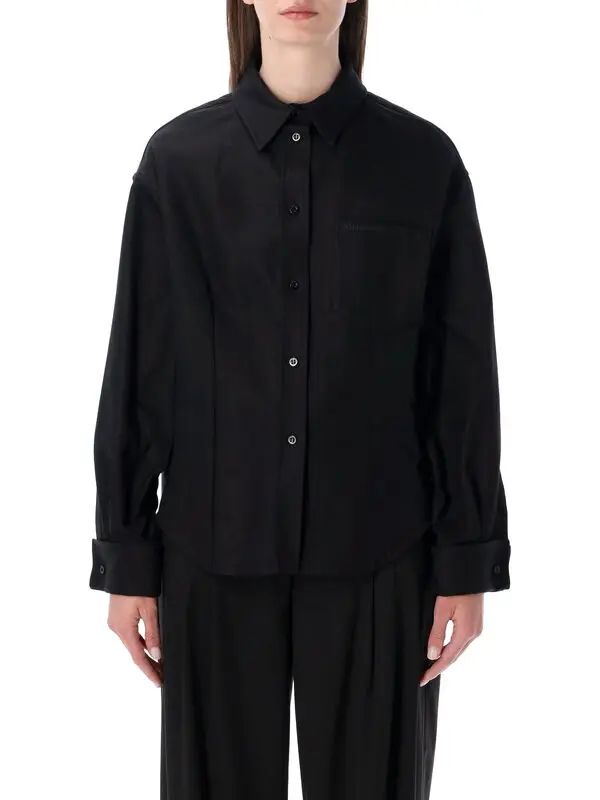 Balenciaga Cocoon Fit Long Sleeve Button-up Shirt - Black