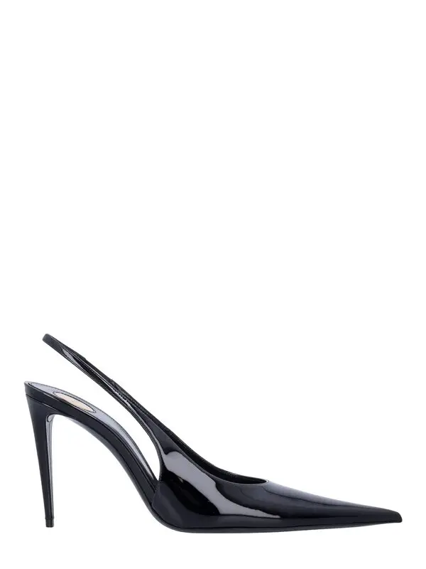 Saint Laurent Pointed Toe Stiletto Slingback Pumps - Black
